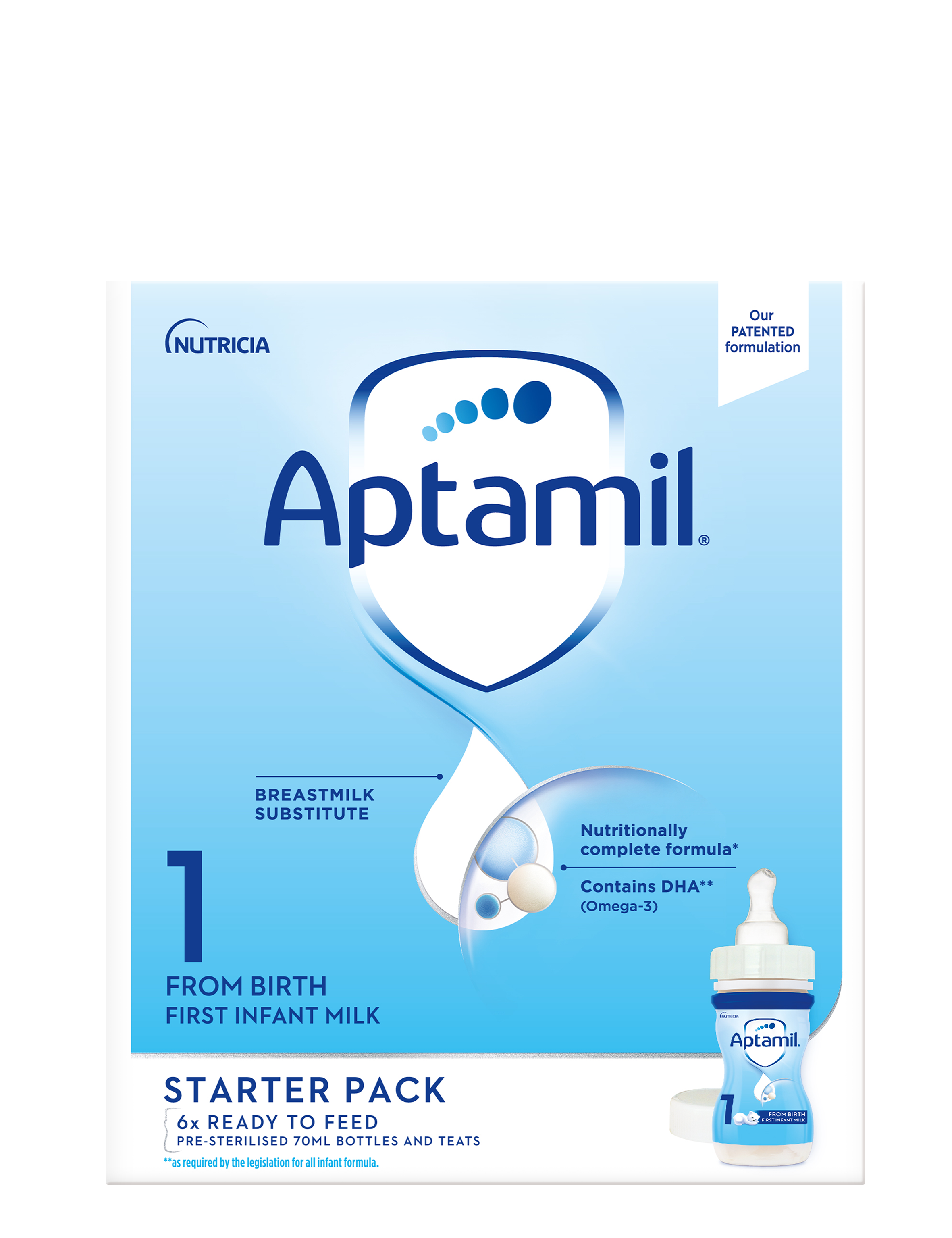Aptamil® First Infant Milk - 6 x 70ml Bottles | Aptashop